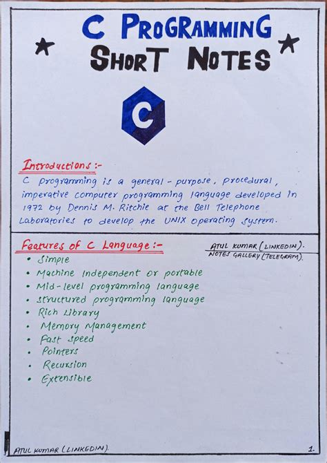 Solution C Programming Short Handwritten Notes Studypool