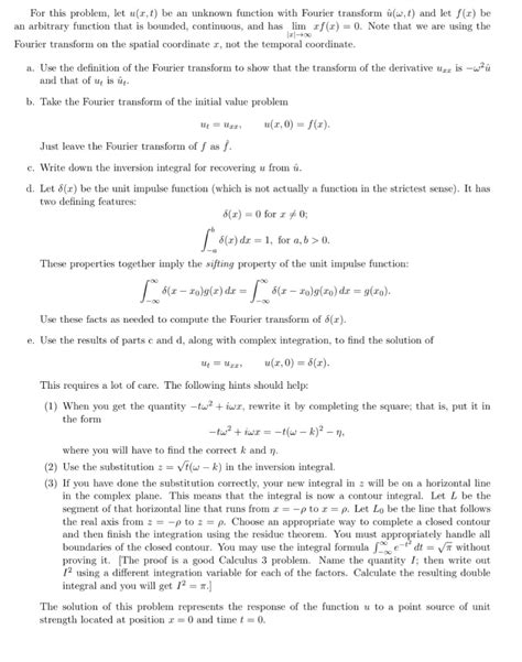 Solved For This Problem Let Ur T Be An Unknown Function