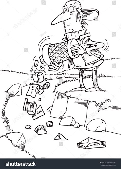 Throwing Garbage In The River Drawing