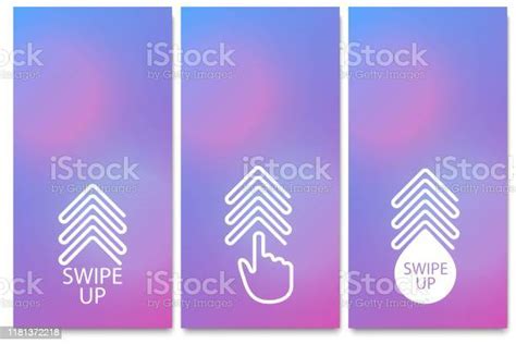 위로 스 와이프 Ui 화면 소셜 미디어에 대한 버튼의 설정 소셜 미디어 응용 프로그램에서 광고 및 마케팅을위한 화살표 웹 아이콘