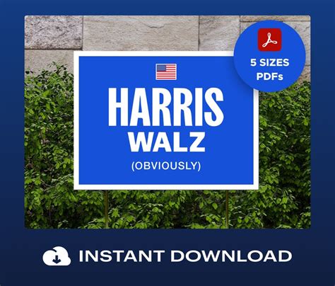 Printable Harris Walz Obviously Sign Pdfs Instant Download Diy Election Night Party Signs