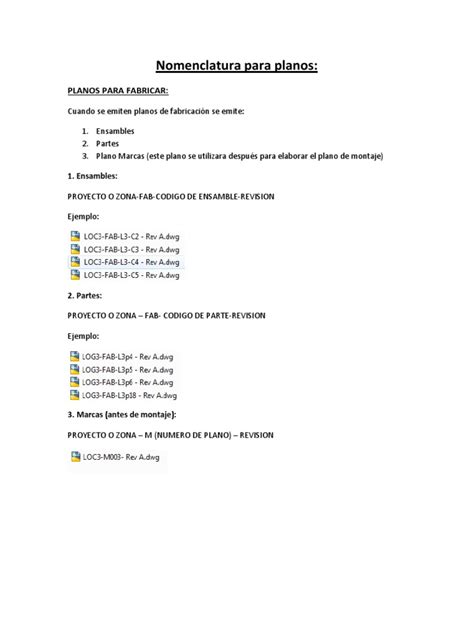Nomenclatura Para Planos De Montaje Pdf