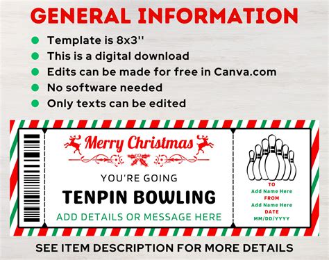 Christmas Tenpin Bowling T Voucher Ticket Template Surprise Ten