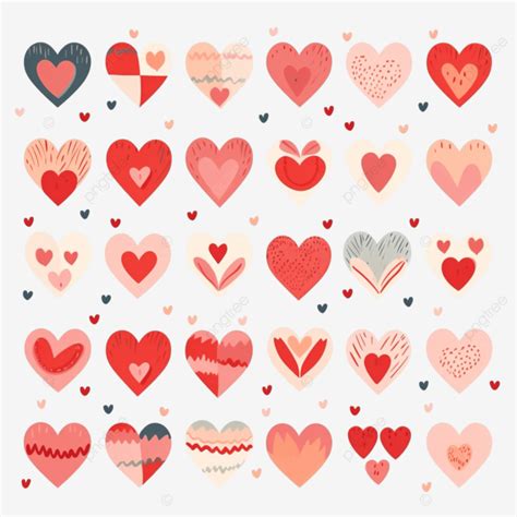 발렌타인 데이를 위한 다양한 하트가 있는 플랫 패턴 발렌타인 패턴 발렌타인 데이 패턴 사랑 패턴 Png 일러스트 및 이미지