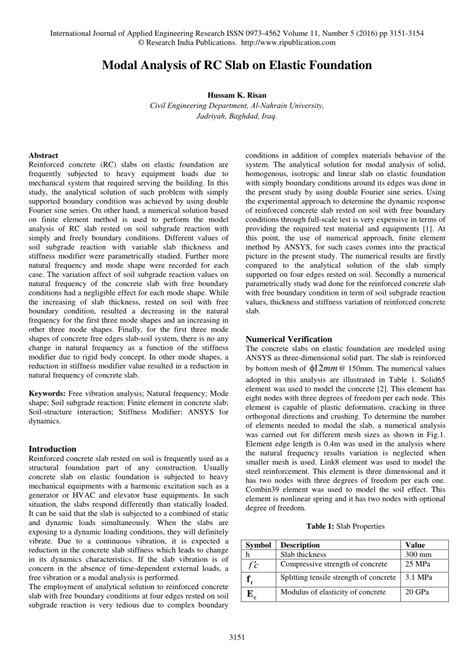 Pdf Modal Analysis Of Rc Slab On Elastic Foundation