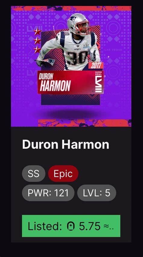 Selling Duron Harmon Lvl 5 Epic Rnflrivals