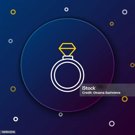 파란색 배경에 격리 된 라인 웨딩 링 아이콘 신부와 신랑 보석 기호 결혼 기호 다이아몬드 링 다채로운 개요 개념 벡터 검은색에 대한 스톡 벡터 아트 및 기타 이미지 Istock