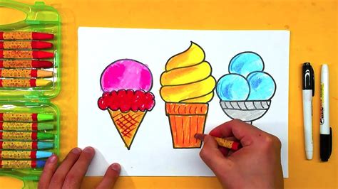 Как нарисовать МОРОЖЕНОЕ Учимся рисовать с малышами Youtube