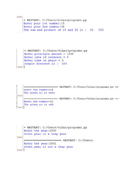 Python Programs Output Pdf