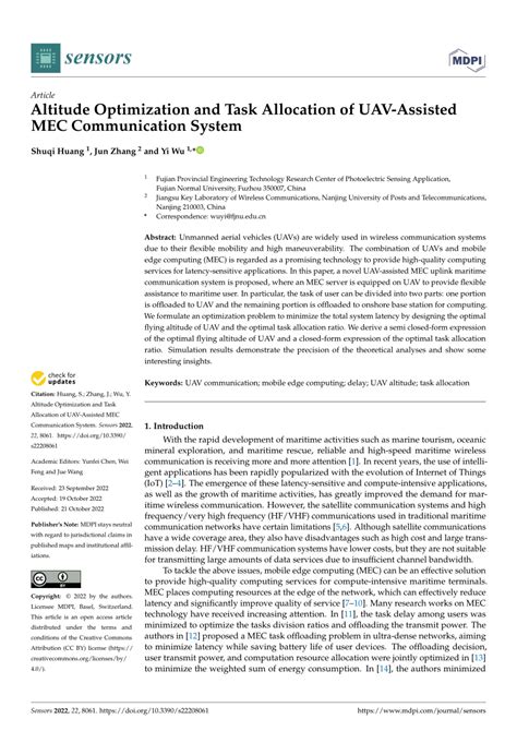 Pdf Altitude Optimization And Task Allocation Of Uav Assisted Mec