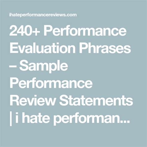 Performance Evaluation Phrases Sample Performance Review Statements Artofit