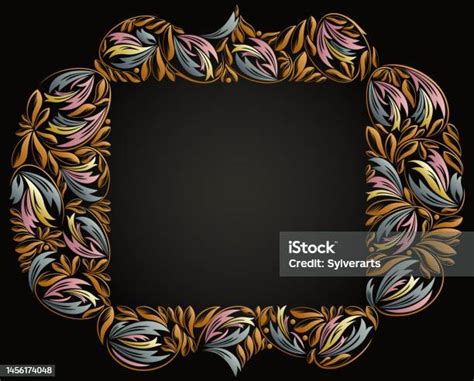 잎 벡터 빈티지 디자인 장식 빈 클래식 스타일 테두리 고급 아름다운 배경 초대 또는 텍스트 장소 인사말 카드로 만든 꽃 프레임 0명에 대한 스톡 벡터 아트 및 기타 이미지