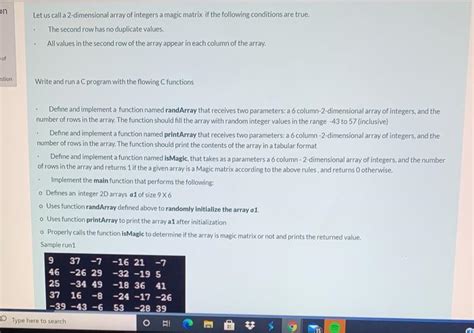 solved on let us call a 2 dimensional array of integers a