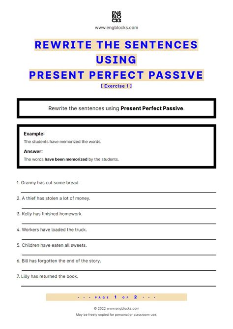 Rewrite The Sentences Using Passive Voice — Present Perfect Esl
