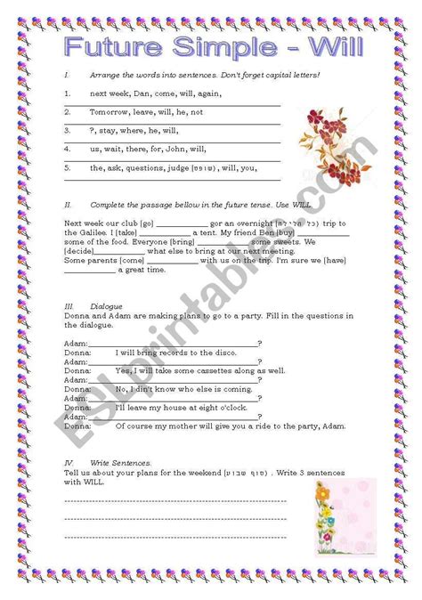 Future Simple Will Esl Worksheet By Anatavner Esl Worksheets