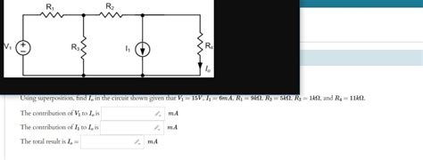 using superposition find io in the circuit shown