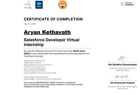 Aryan Kethavath On Linkedin Salesforce Supported Virtual Internship