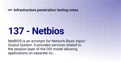 137 Netbios Infrastructure Penetration Testing Notes