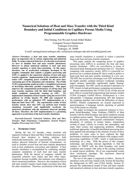Pdf Numerical Solutions Of Heat And Mass Transfer With The Third Kind Boundary And Initial
