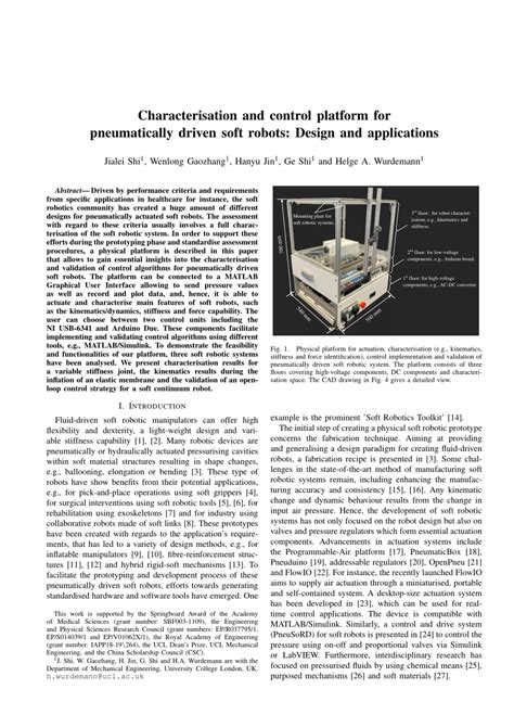 Pdf Characterisation And Control Platform For Pneumatically Driven Soft Robots Design And