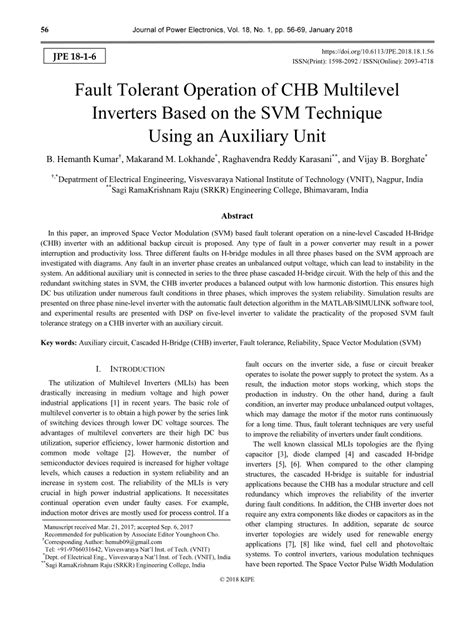 Pdf Fault Tolerant Operation Of Chb Multilevel Inverters Based On The Svm Technique Using An