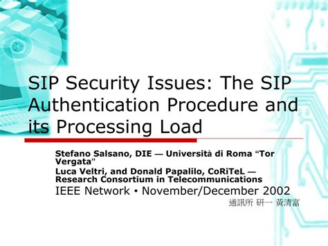 PPT SIP Security Issues The SIP Authentication Procedure And Its Processing Load PowerPoint