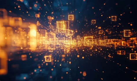 Digital Data Visualization With Glowing Particles And Squares Stock Image Image Of Pattern