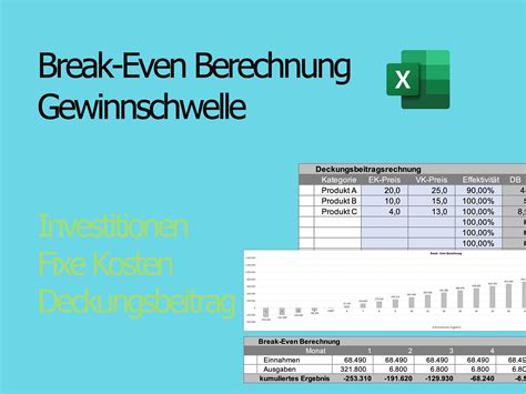 Break Even Calculation Calculation Model For The Break Even Point Excel