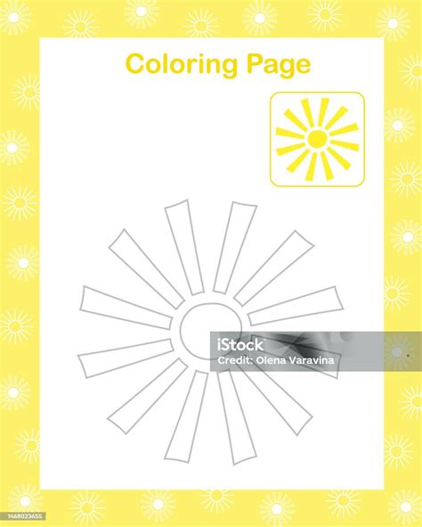 태양 간단한 개요 만화 색칠 공부 페이지 벡터 일러스트 레이 션 자연 환경 요소 인쇄 가능한 교육 또는 레저 게임 아이들을 위한 활동 워크시트 교사 리소스 계절에 대한 스톡