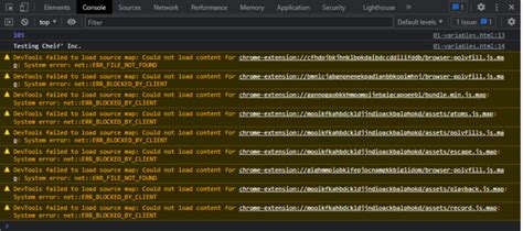 DevTools Failed To Load Source Map Testing Chief