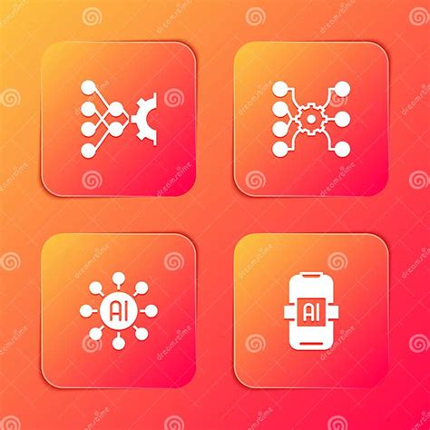 Set Neural Network And Artificial Intelligence Ai Icon Vector Stock Illustration