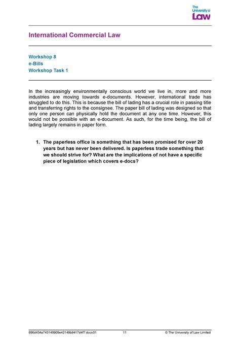 2223 Icl Ws08 Ce01 Workshop Task 01 International Commercial Law Workshop 8 E Bills Workshop