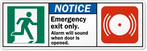 Emergency Exit Only Door Alarm Will Sound Sign Vector Stock 47 OFF