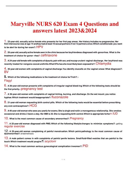 Maryville Nurs 620 Exam 4 Questions And Answers Latest 2023and2024 Nurs 620 Stuvia Us