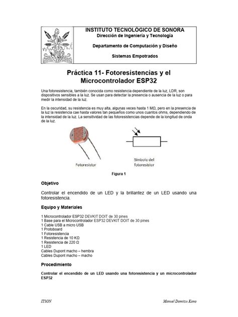 Práctica 11 Fotoresistencias Y El Microcontrolador Esp32 Pdf
