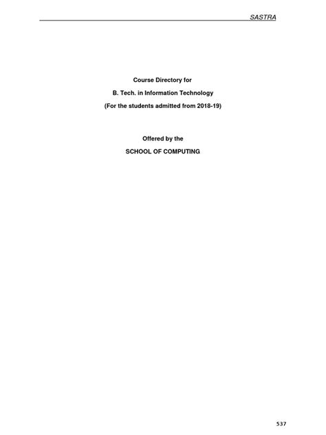 It Syllabus Sastra 2019 Onwards Pdf Pointer Computer Programming