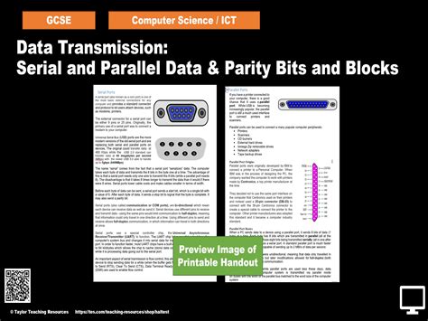 Data Transmission Serial Parallel Data Parity Bits Blocks Gcse