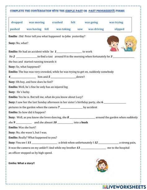 Simple Past Vs Past Progressive Interactive Worksheet Verbos En