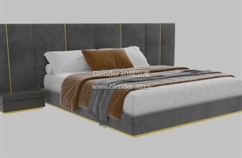 Blender 棕色casa Delano双人床床铺3d模型素材资源免费下载 Blender3d模型库