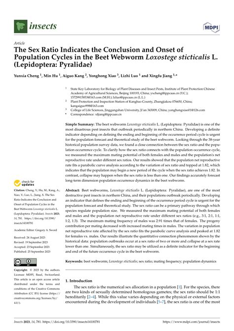 Pdf The Sex Ratio Indicates The Conclusion And Onset Of Population Cycles In The Beet Webworm