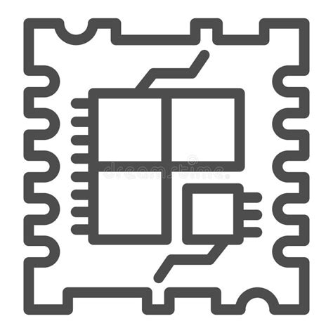Powerful Processor With Low Energy Core Line Icon Neural Dataset Concept Vector Graphics Stock