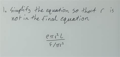 Solved Simplify The Equation So That R Is Not In The Chegg Com