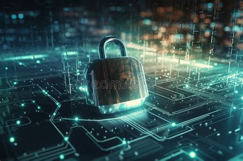 Cyber Security Concept With Padlock On Circuit Board 3d Rendering