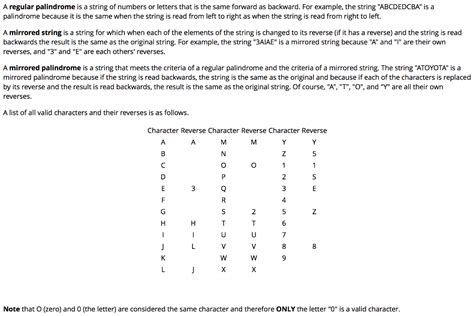 Solved A Regular Palindrome Is A String Of Numbers Or