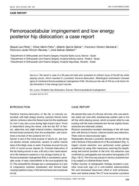 Pdf Fai As A Risk Factor For Hip Dislocation