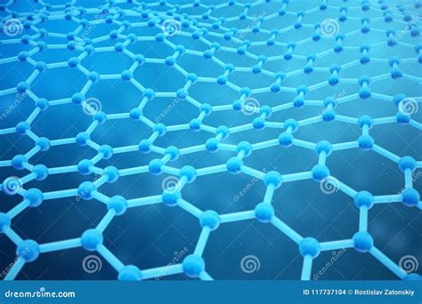 3d Rendering Abstract Nanotechnology Hexagonal Geometric Form Close Up Graphene Atomic