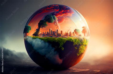 Earth Planet In Deep Space View From Space Emissions Of Pollutants Into Atmospheric Air