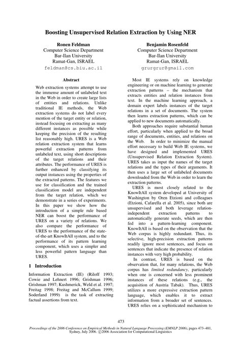 Pdf Boosting Unsupervised Relation Extraction By Using Ner