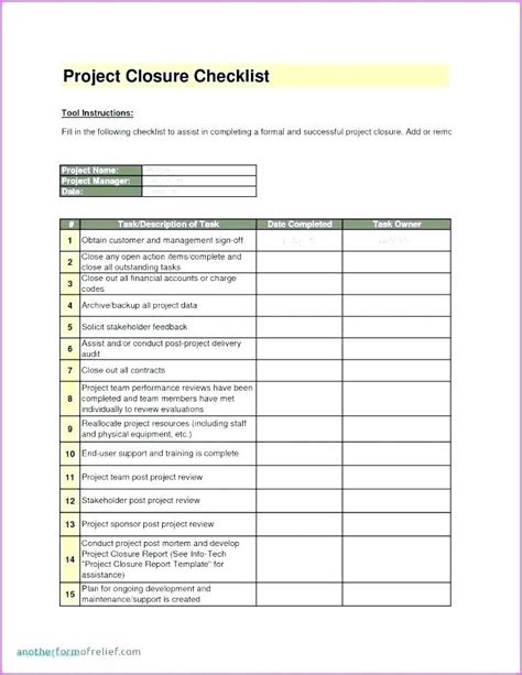 Implementation Checklist Template