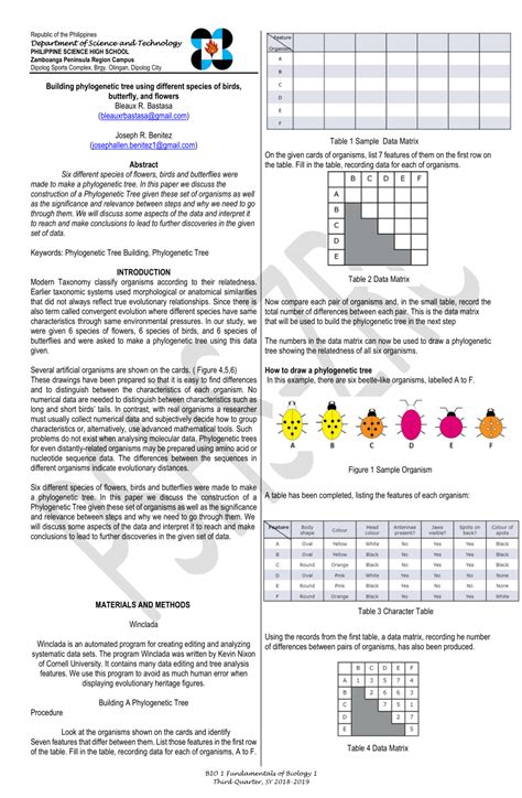 pdf building phylogenetic tree using different species of birds
